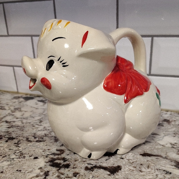 American Bisque Pottery | Dining | Smiling Pig Ceramic Water Pitcher ...